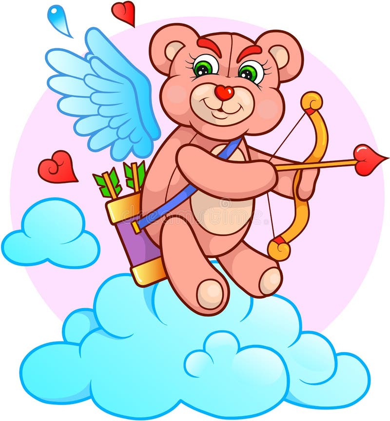 Cupid Bear is Looking for a Target for Their Arrows Stock Vector ...