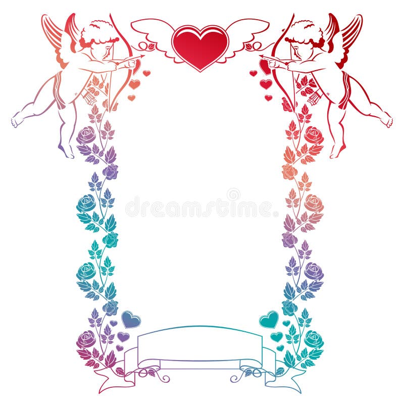 Cupid with Bow Hunting for Hearts. Stock Illustration - Illustration of ...