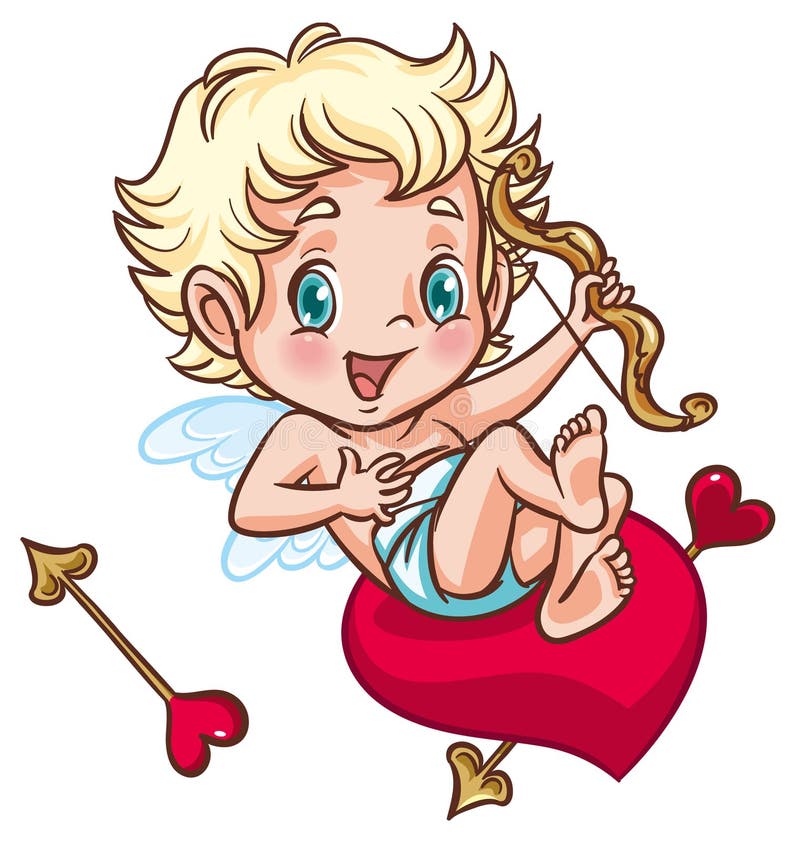 Cupid with Bow Sitting on Heart Stock Vector - Illustration of symbol ...