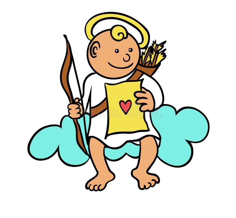 Cupid on a cloud stock illustration. Illustration of arrow - 24273984