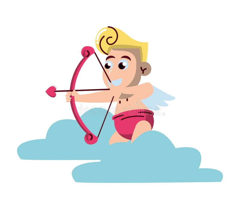 Cupid on cloud with arch stock vector. Illustration of expression ...