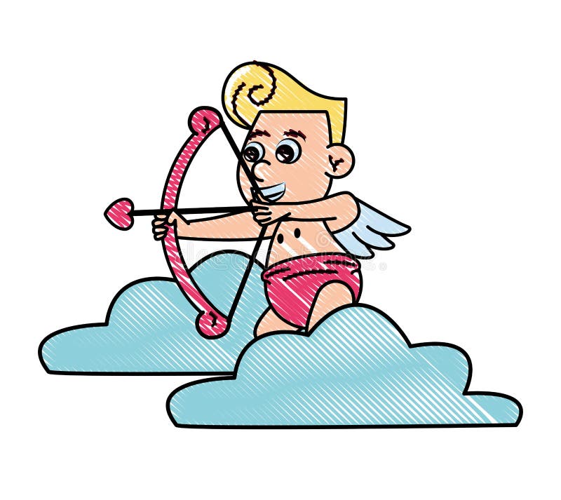 Cupid on a Cloud stock illustration. Illustration of cheerful - 40850851