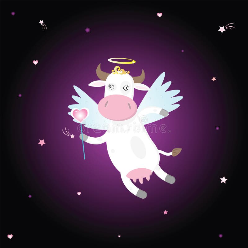 Cupid cow with heart stock vector. Illustration of valentine - 7773835