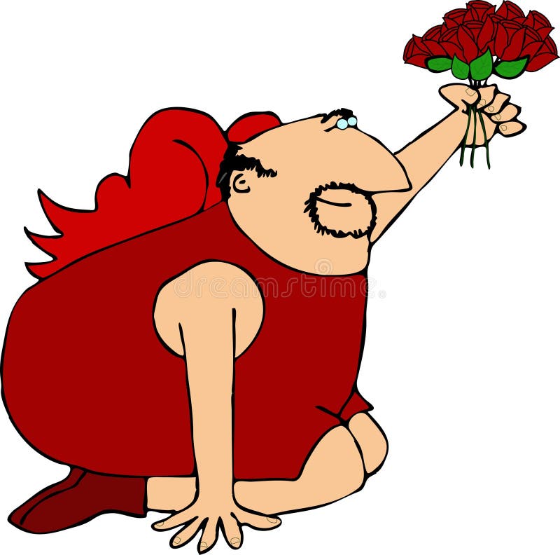 Cupid with a Dozen Red Roses Stock Vector - Illustration of dozen ...