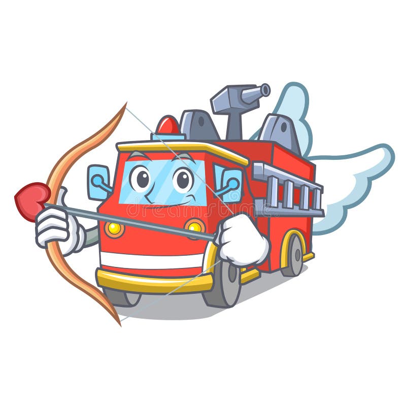 Fire Truck Cartoon Character Wearing Costume of Chef and White Hat ...