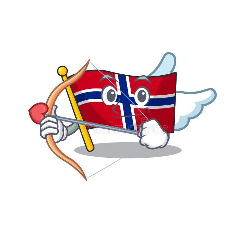 Cupid Flag Norway Character Shaped on Cartoon Stock Vector ...