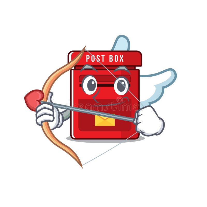 Cupid Happy Mailbox in with Cartoon Cute Stock Vector - Illustration of ...