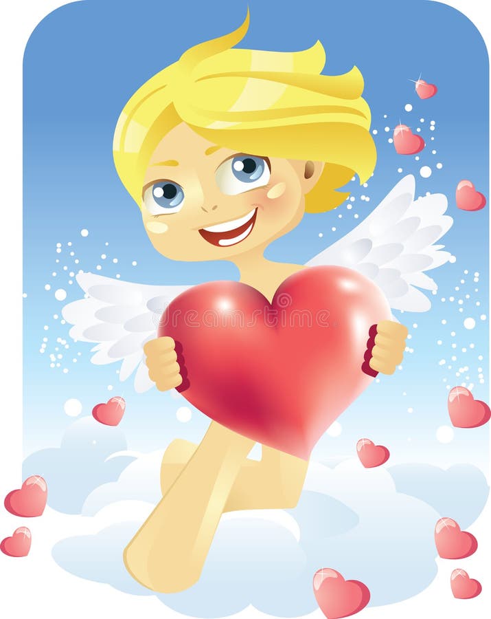 Cupid with heart stock vector. Illustration of vector - 17563107