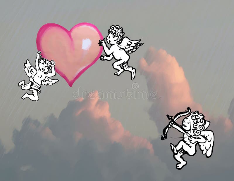 Cupid and heart stock illustration. Illustration of cupid - 46043773