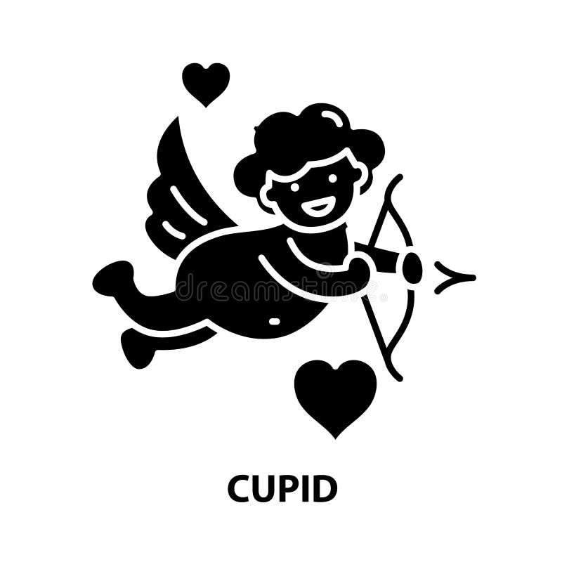 Cupid Icon, Black Vector Sign with Editable Strokes, Concept ...