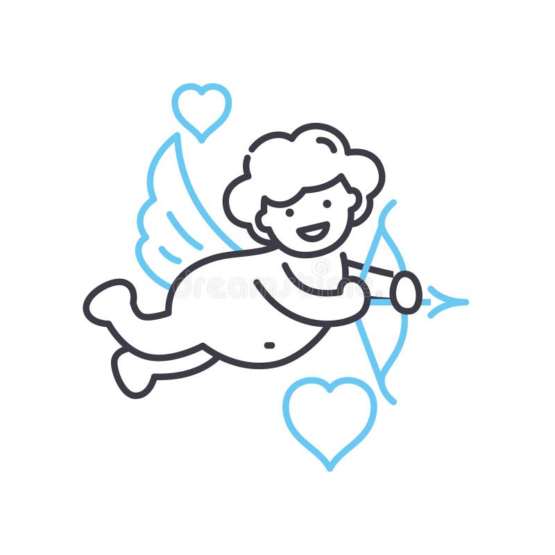 Cupid Line Icon, Outline Symbol, Vector Illustration, Concept Sign ...