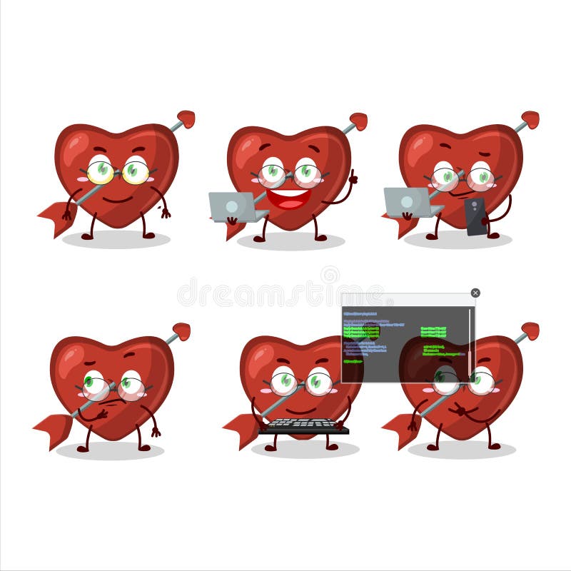 Cupid Love Arrow Programmer Cute Cartoon Character with Stock Vector ...