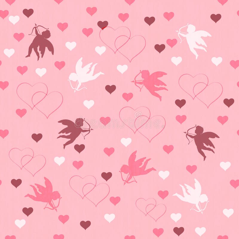 Vintage Seamless Pattern with Cupid Stock Vector - Illustration of ...
