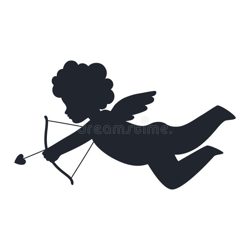Cupid shooting arrow stock illustration. Illustration of black - 305516577