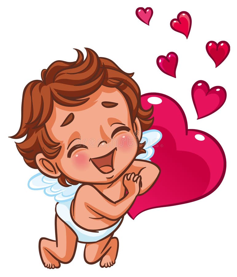 Two Cupids holding heart stock vector. Illustration of artwork - 12557016