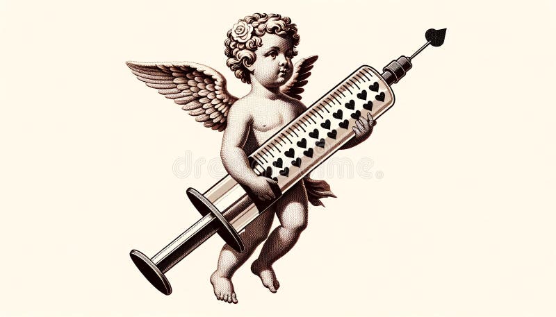 Cupid with a Syringe Full of Love. AI Generated. Stock Illustration ...