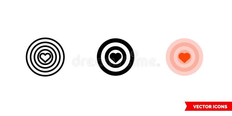 Cupid Target Icon of 3 Types Color, Black and White, Outline. Isolated ...