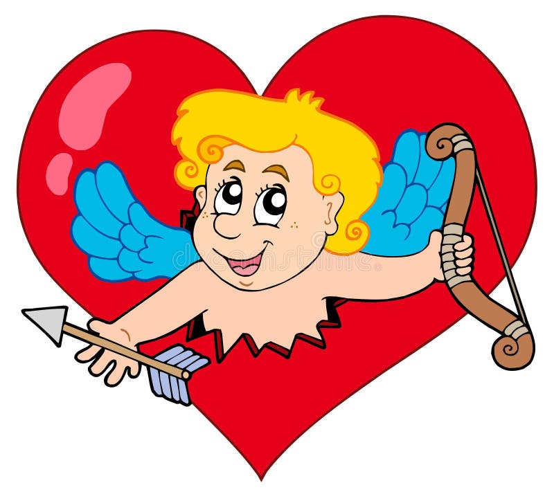 Cupido Die Van Hart Sluimert Vector Illustratie - Illustration of kijk ...