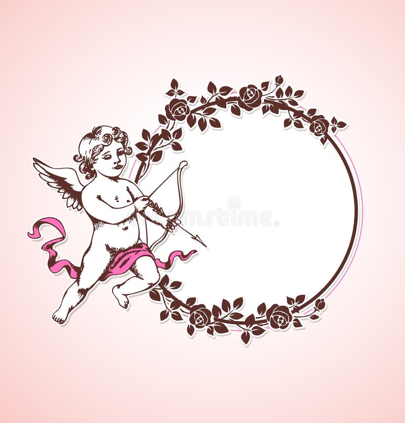 Cupido E Struttura Rotonda Delle Rose Illustrazione Vettoriale ...