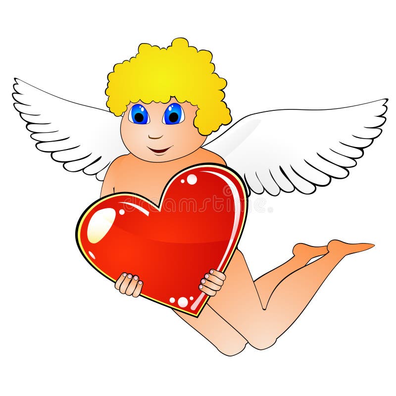 Cupidon et coeur rouge illustration de vecteur. Illustration du rouge ...