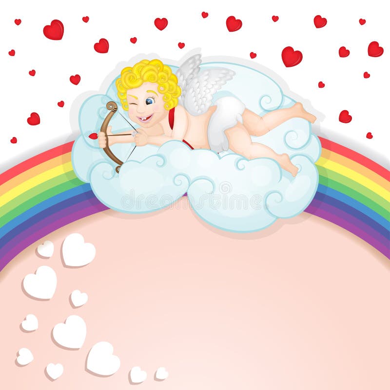 Cupidon over clouds stock illustration. Illustration of cupid - 107437934