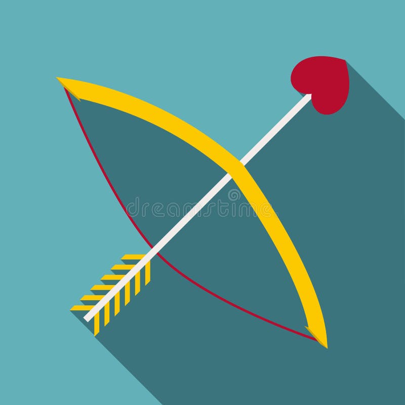 Cupids Bow Icon, Flat Style Stock Vector - Illustration of shadow, archer: 84081001