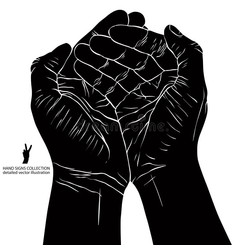 Cupped Hands Drawing Stock Illustrations – 242 Cupped Hands Drawing ...