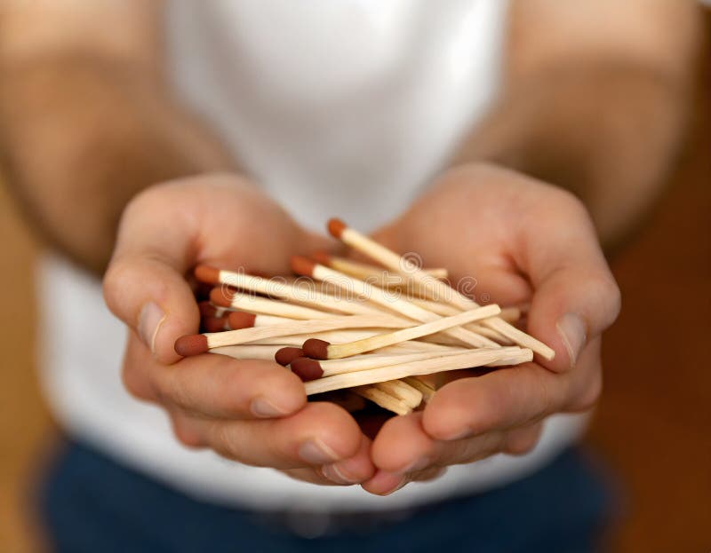 Cupped Hands Holding Long Matches Stock Illustration - Illustration of ...