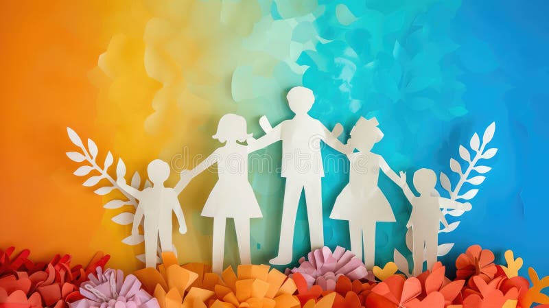 Paper Chain Family Symbolizing Stock Illustrations – 16 Paper Chain ...