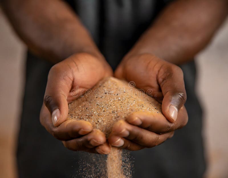 Cupped hands holding sand stock illustration. Illustration of natural ...