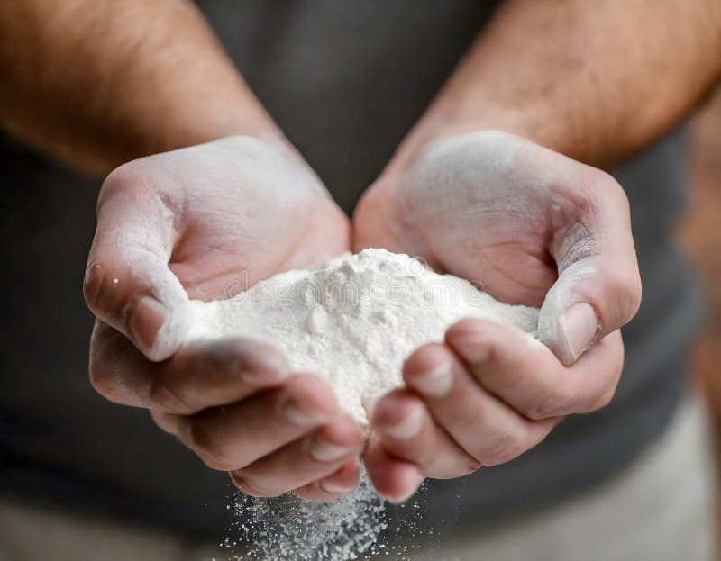 Cupped Hands Holding White Powder Stock Photo - Image of harvest ...