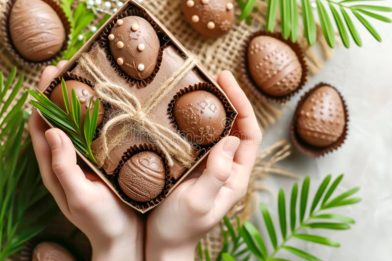 Cupped Hands Offer Gift Box of Craft Elegantly Decorated Chocolate ...