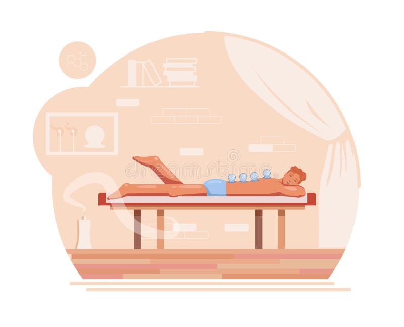Cupping Therapy Vector Flat Design Illustration. Alternative Medicine ...
