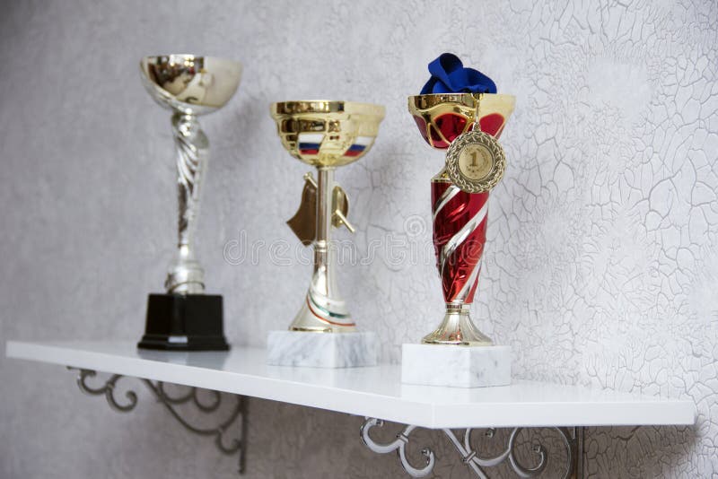 Cups and Awards on the Shelf. the Prize is a Trophy for the Winner of ...