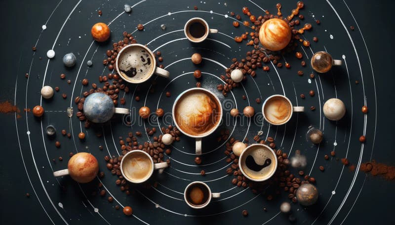 Cups and with Coffee and Coffee Beens- the Solar System Stock ...