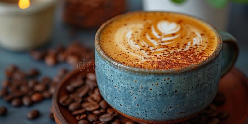 Cups of Cappuccino with Latte Art ,top View,flat Lay Stock Photo ...