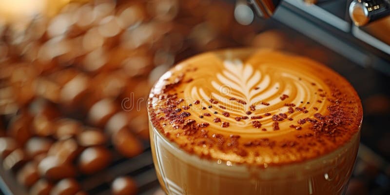 Cups of Cappuccino with Latte Art ,top View,flat Lay Stock Image ...