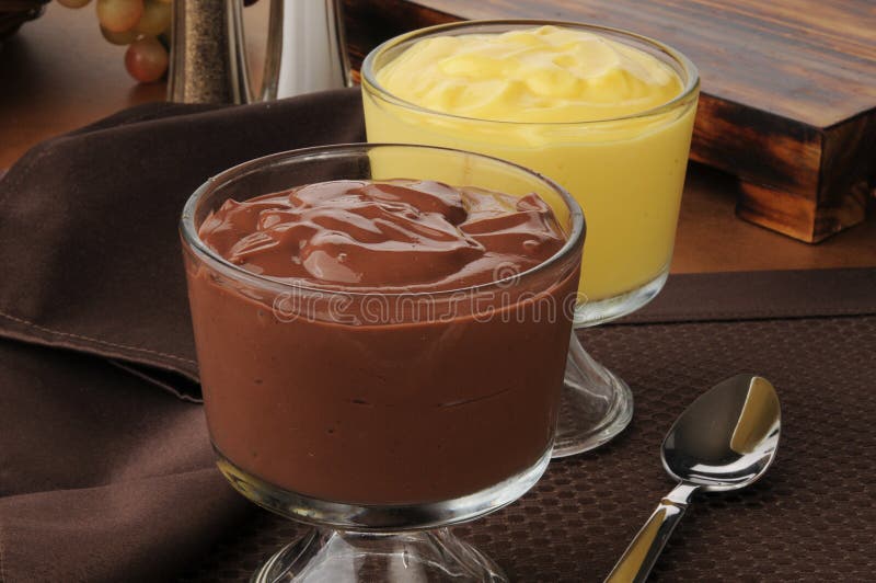 Cups of Chocolate and Vanilla Pudding Stock Image - Image of dish ...