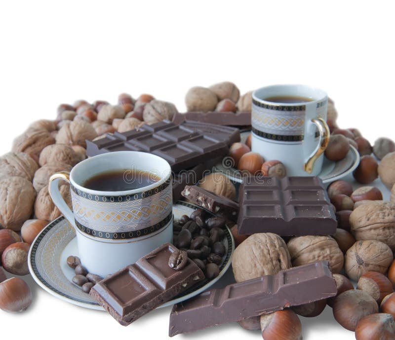 Cups of coffee stock image. Image of walnut, nuts, filbert - 13229079