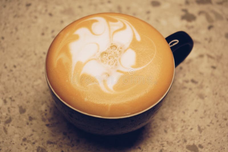 Cups of Coffee Drink, Latte or Mocha with Milk Foam. Standing on the ...