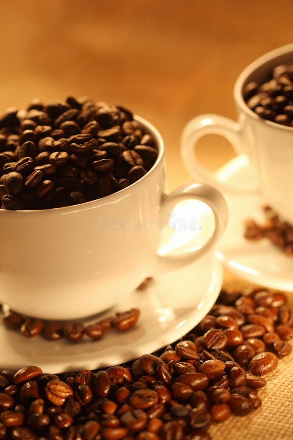 Cups of Coffee, Full of Beans. Stock Image - Image of full, alcoholic ...