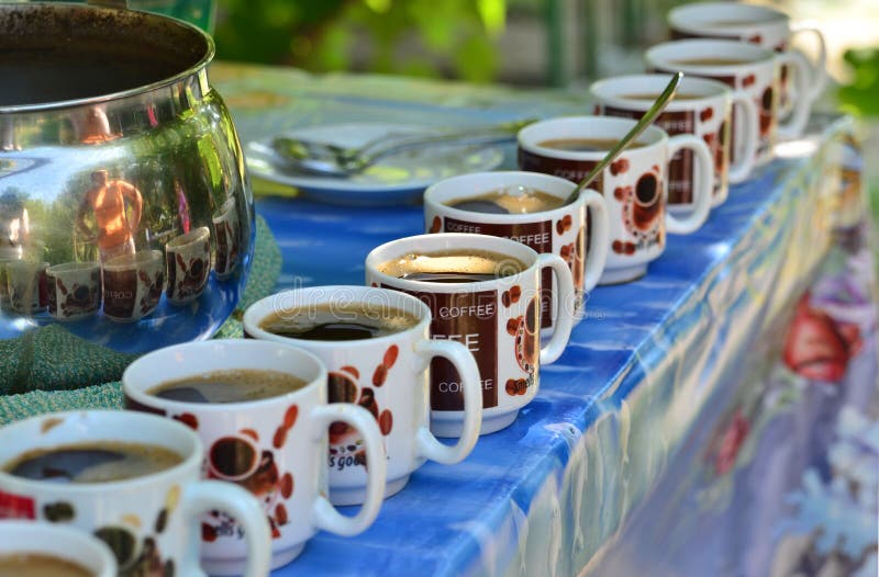 Coffee cups row stock photo. Image of white, object, four - 55304138