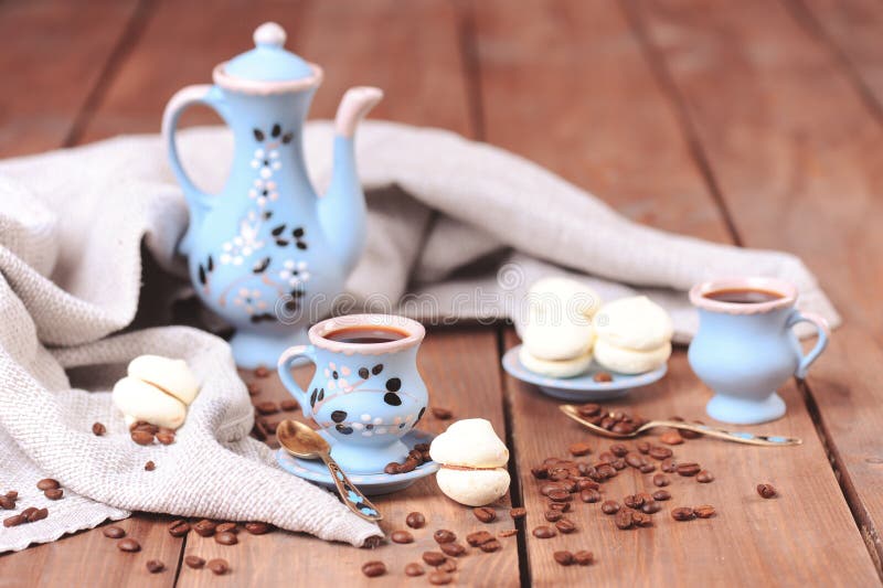 Cups of coffee with sweets stock photo. Image of cooked - 41849812