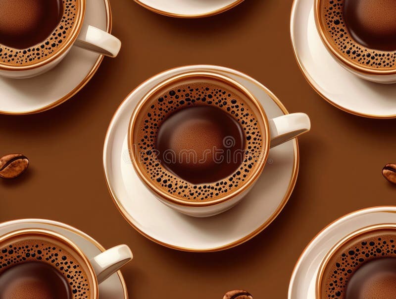 Cups of Coffee Table Setting Stock Photo - Image of brunch, cafe: 377547562