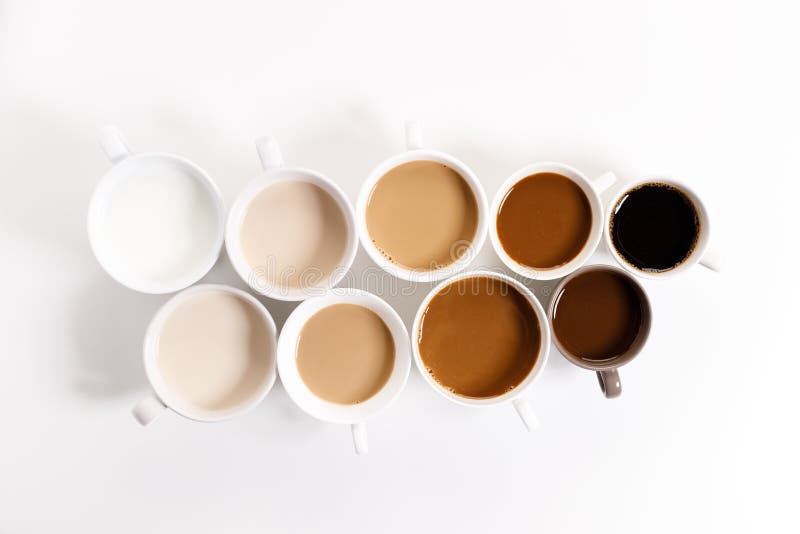 Cups of Coffee on White Background with Color Gradient of Coffee Stock ...