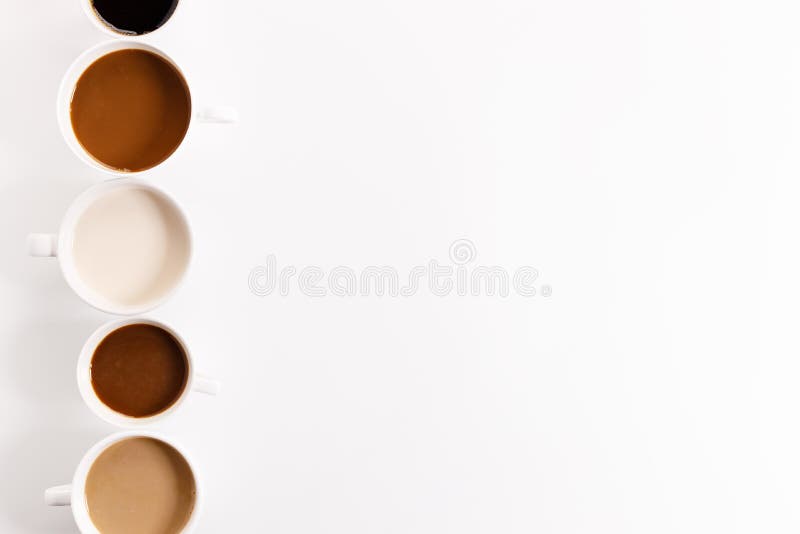 Cups of Coffee on White Background with Color Gradient of Coffee Stock ...