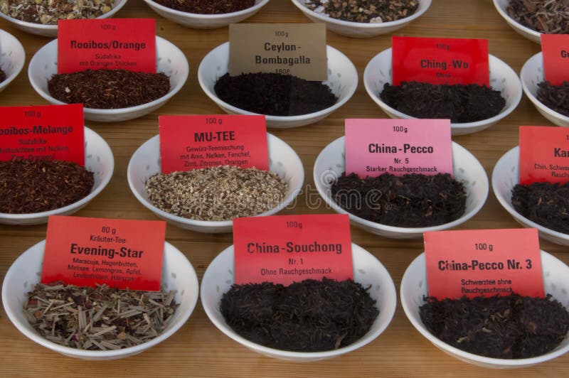 Cups Containing Mixtures of Tea Stock Image - Image of natural, essence ...