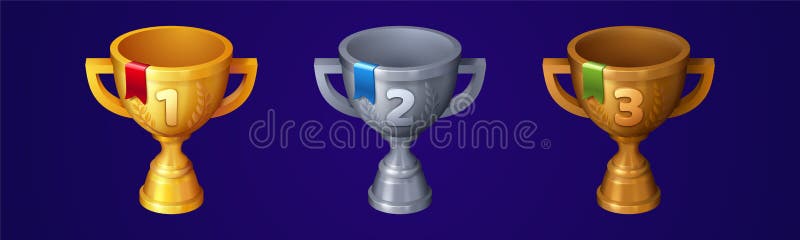 Cups for First, Second and Third Place, Win Trophy Stock Vector ...