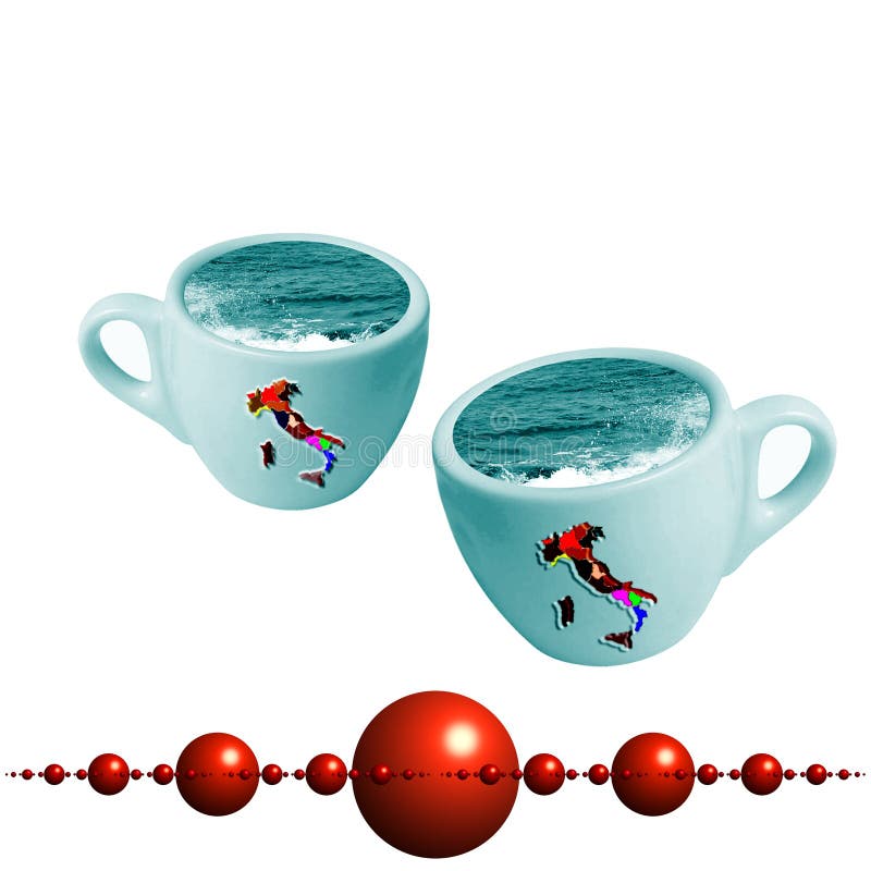 Cups full of sea water stock illustration. Illustration of cups - 104954272