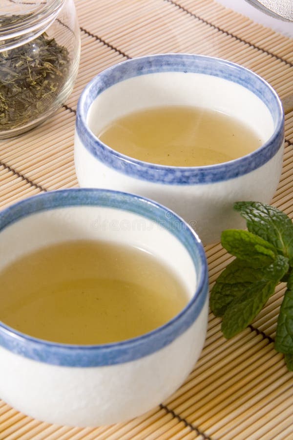 Cups with green tea stock photo. Image of bamboo, health - 1831848